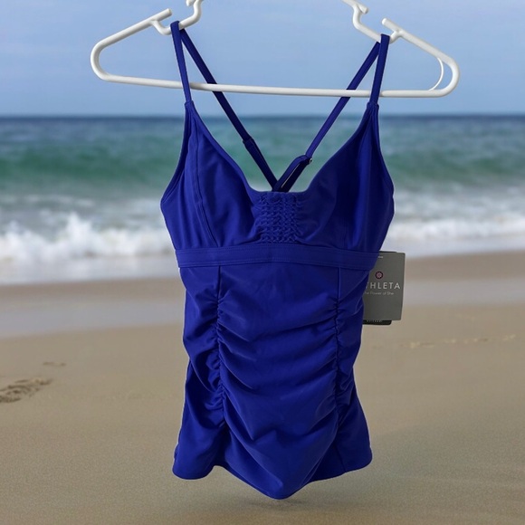 Athleta | Swim | Athleta Smocked Tankini 32bc Royal Blue Swim Suit ...